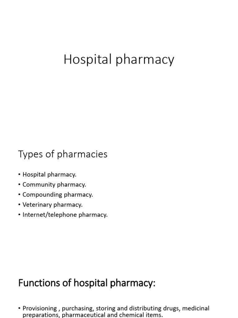 Overview of Hospital Pharmacy Functions | PDF | Pharmacy | Medical Record