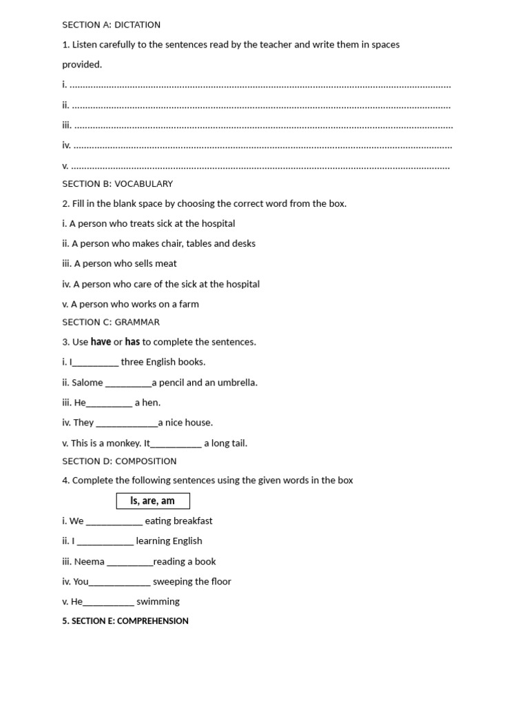 English Language Practice Worksheet | PDF