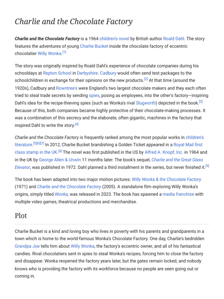 Charlie and the Chocolate Factory Overview | PDF
