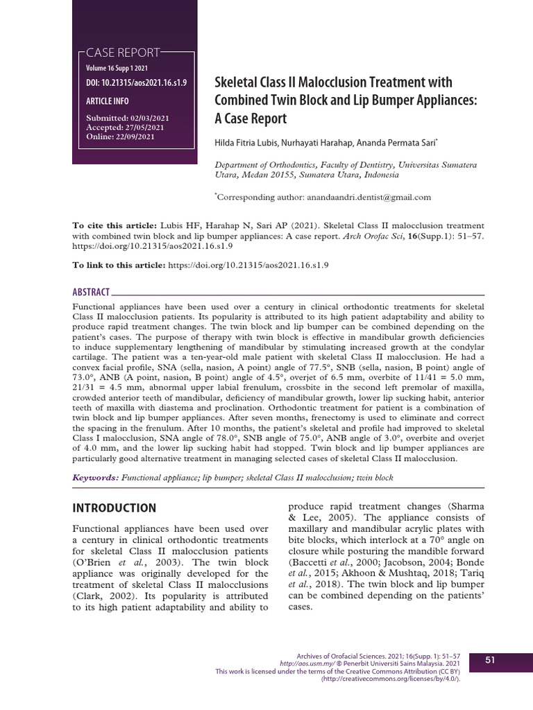 Skeletal Class II Malocclusion Treatment With Comb | PDF | Orthodontics ...
