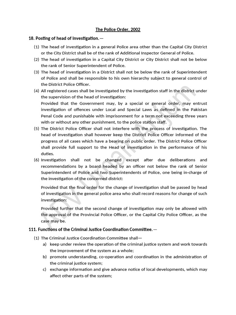 Police Order 2002: Investigation Protocols | PDF | Police | Criminal ...