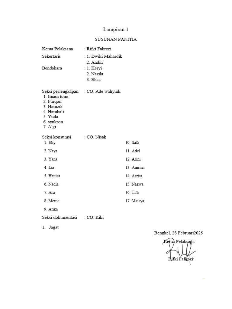 Susuanan Panitia Acara Phbi Idul Fitri 1664 H | PDF