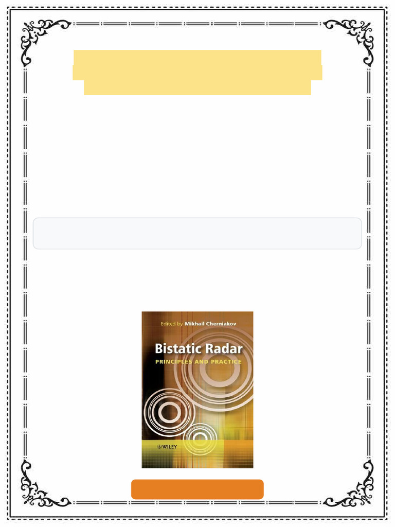 Bistatic Radar Principles and Practice 1st Edition Mikhail Cherniakov ...