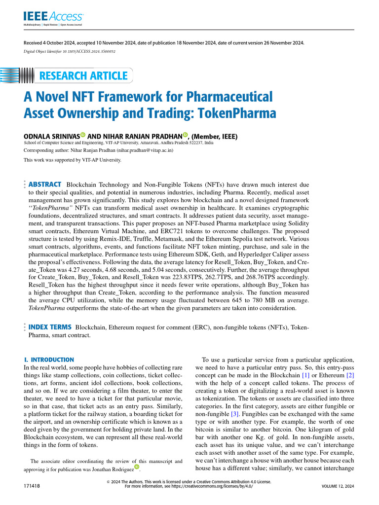 TokenPharma: NFT Framework for Pharma | PDF | Electronic Health Record ...
