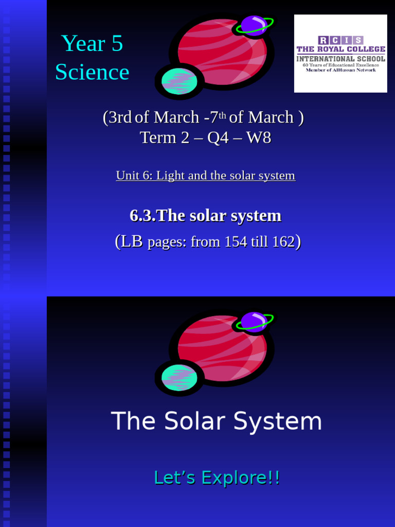 T2 Q4 W8 L6.3 the Solar System 3rd 7th Mar 2025 | PDF | Planets | Solar ...
