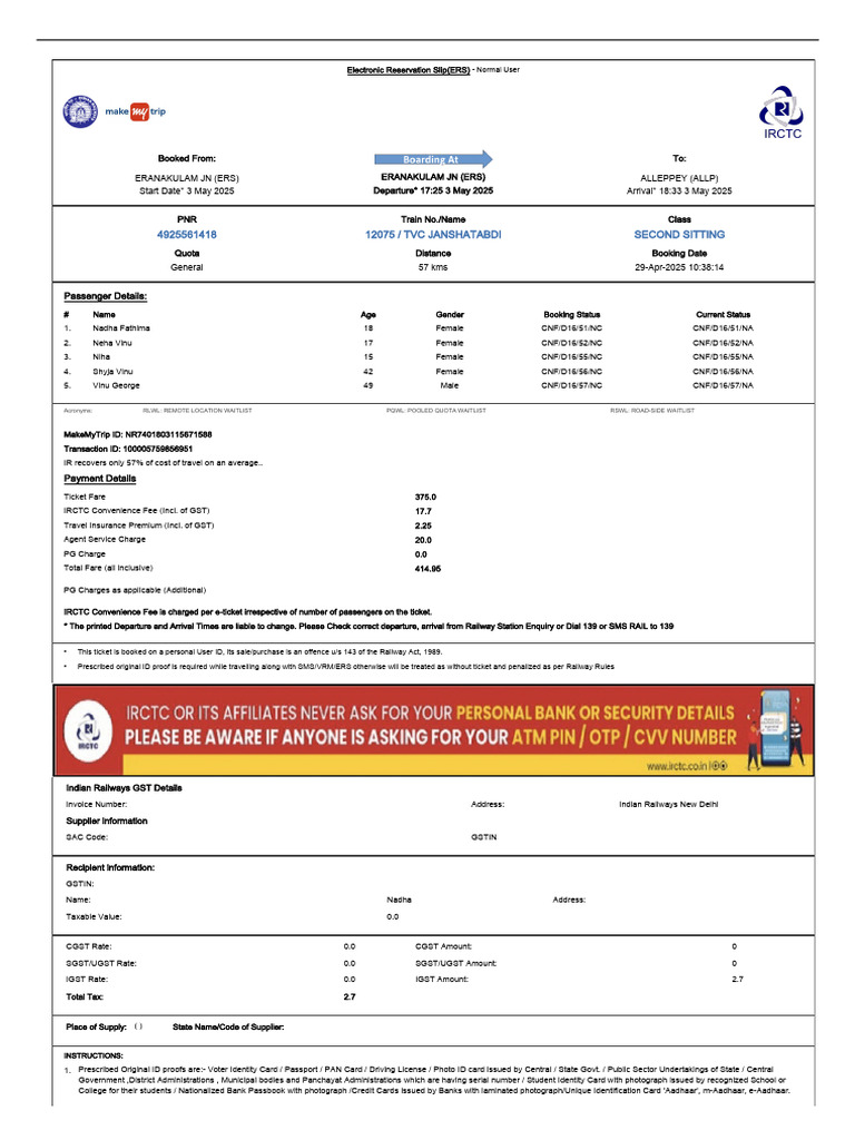 NR 7401803115671588 e Ticket | PDF | Identity Document