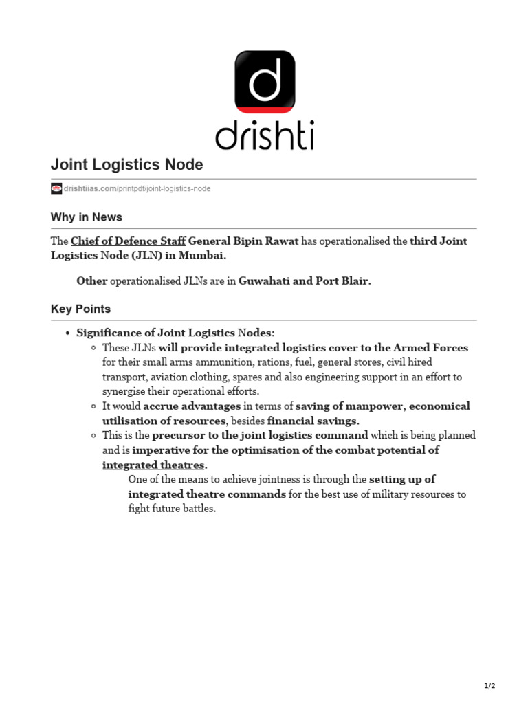 Joint Logistics Node | PDF | Military | International Security