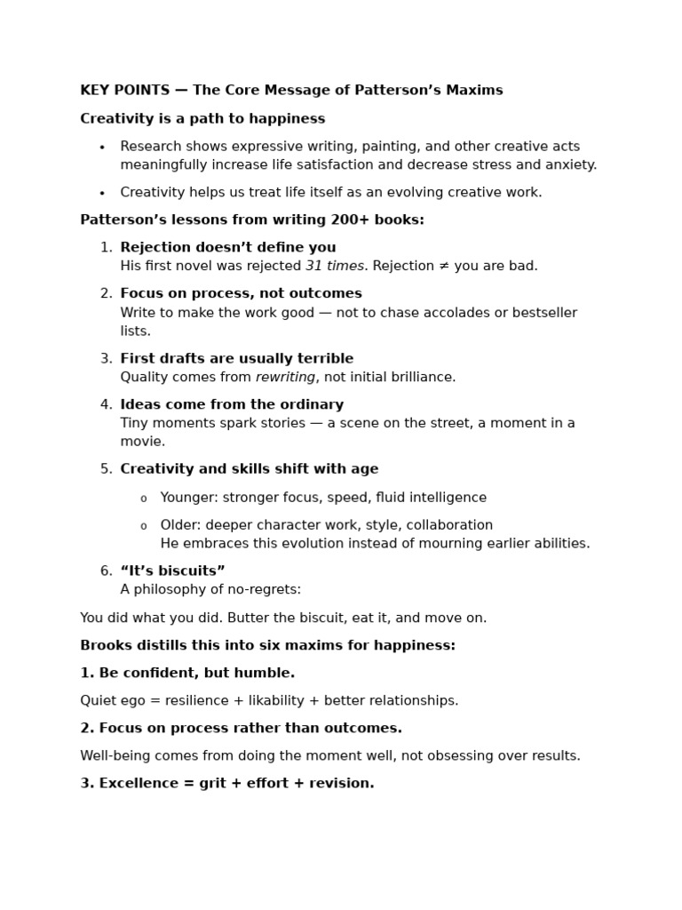 Key Points | PDF | Creativity | Happiness