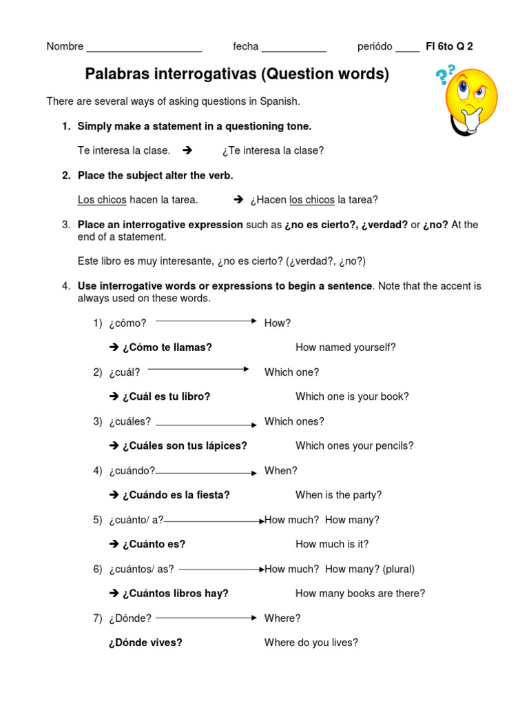 Palabras Interrogativas. Doc and Practica | PDF