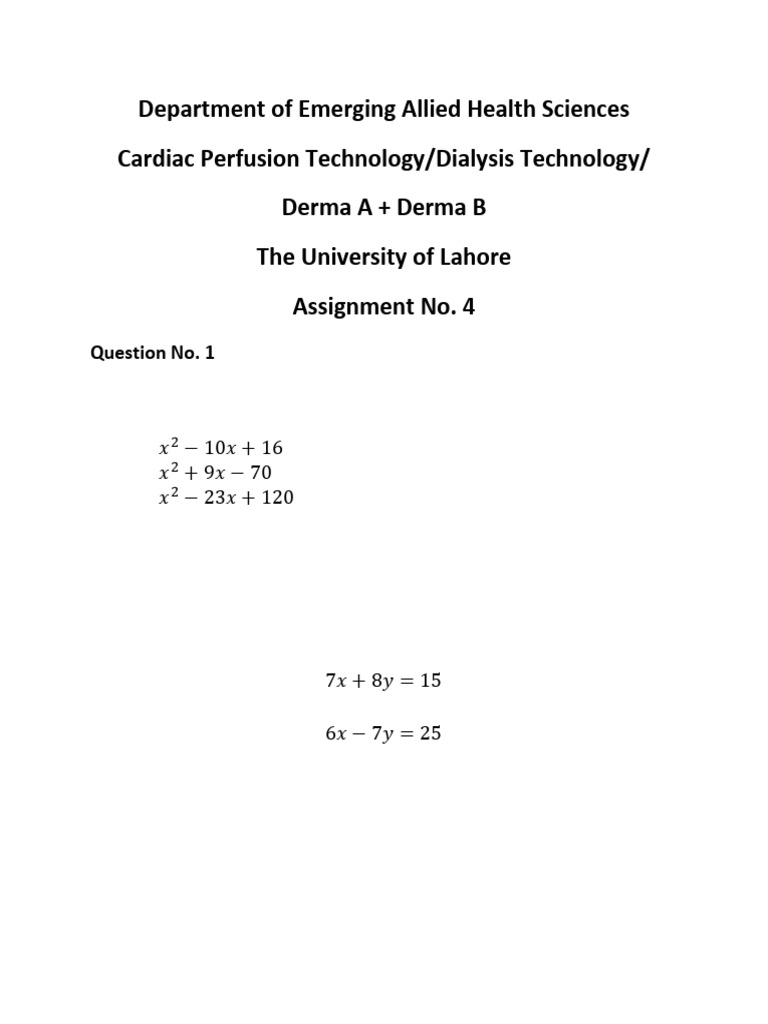 Math Assignment: Factorization & Equations | PDF