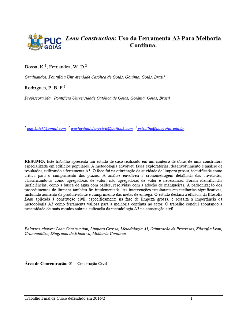 Lean Construction e Ferramenta A3 na Obra | PDF | Despesa | Qualidade ...