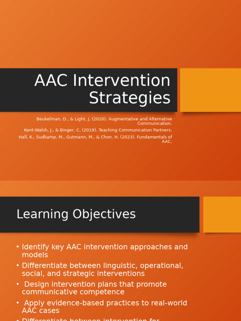 AAC Intervention Strategies Overview | PDF | Communication | Learning