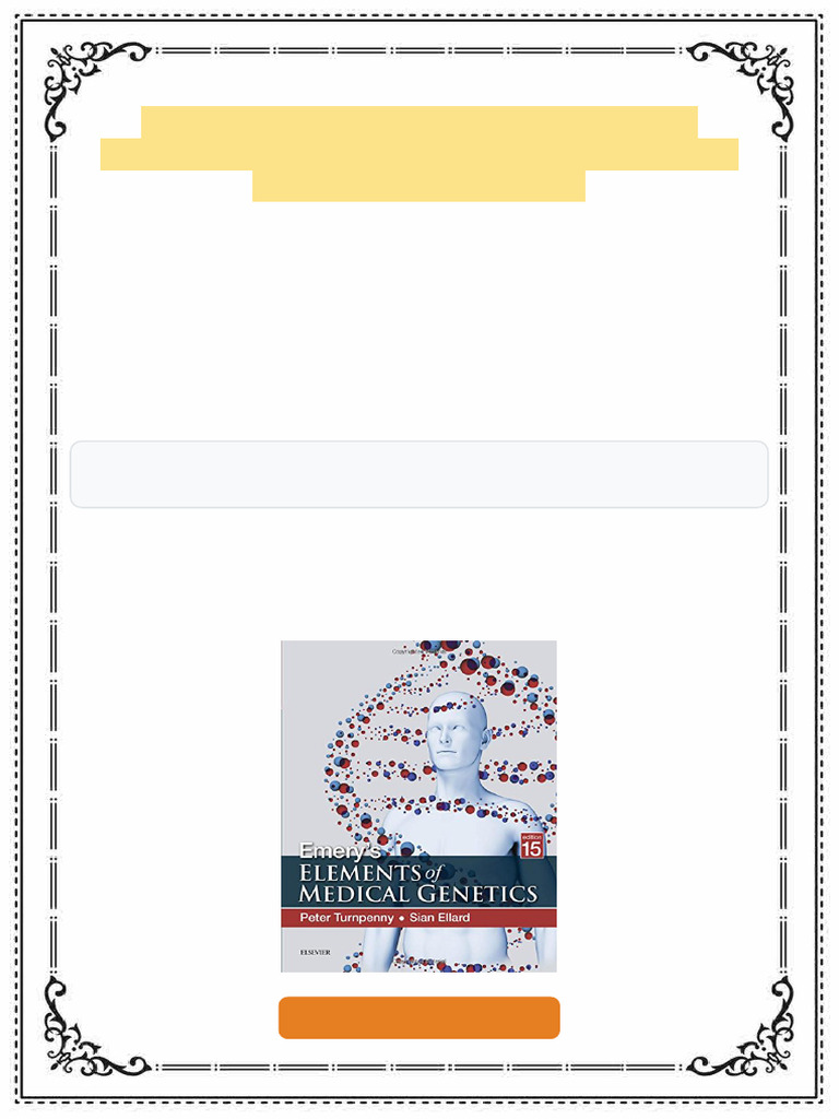 Emery’s Elements of Medical Genetics 15th Edition Peter D Turnpenny ...