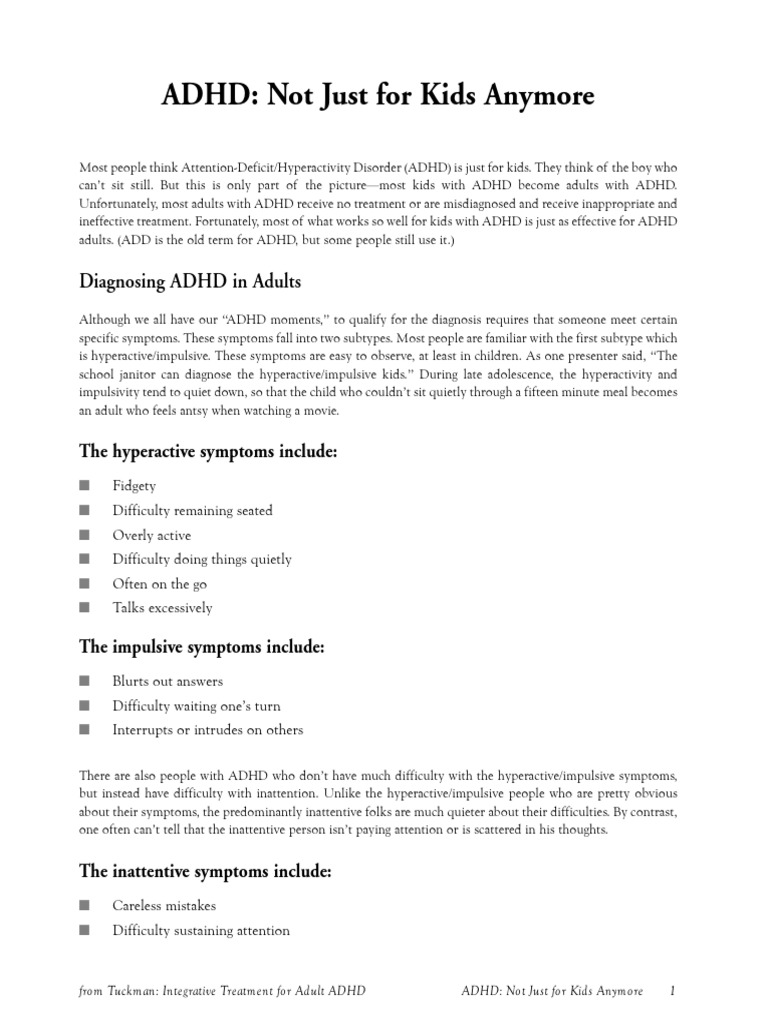 Adhd Not Just For Kids Anymore | PDF | Attention Deficit Hyperactivity ...