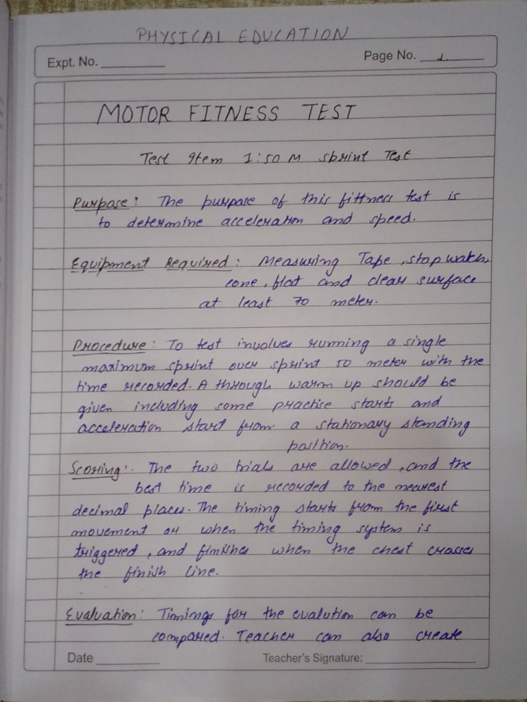 Practical File Physical Education Class 12th Session 2024-25 | PDF