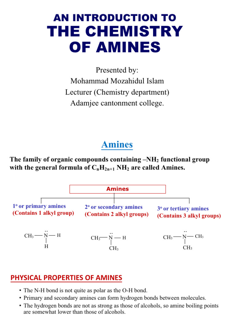 Chemistry Of Amines Pdf Amine Chemical Bond