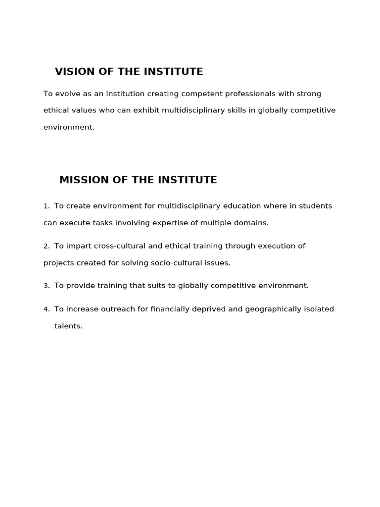 Institute Vision and Agriculture Mission | PDF | Dominance (Genetics ...