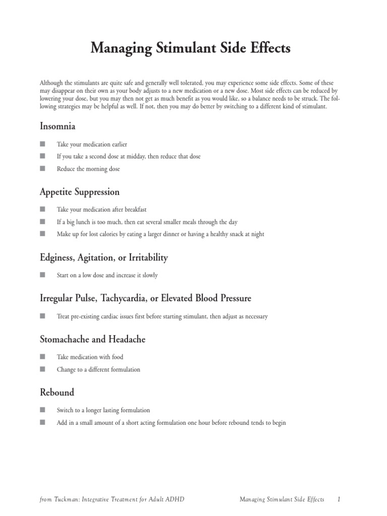 Managing Stimulant Side Effects | PDF | Attention Deficit Hyperactivity ...