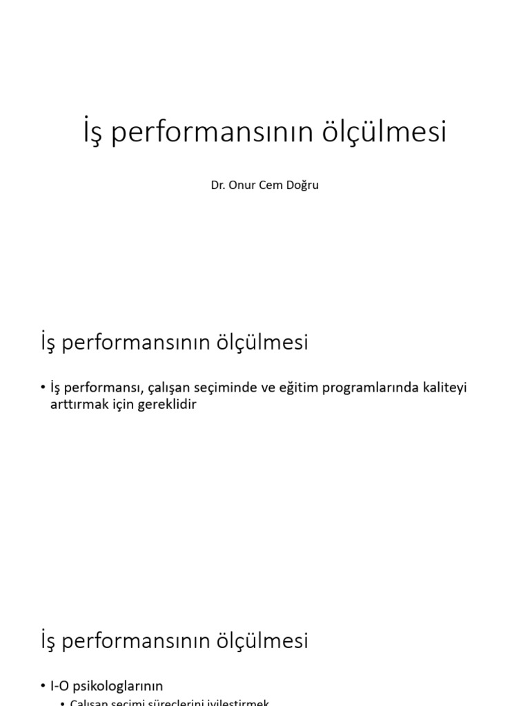 4 Hafta - Is Performansinin Olculmesi | PDF