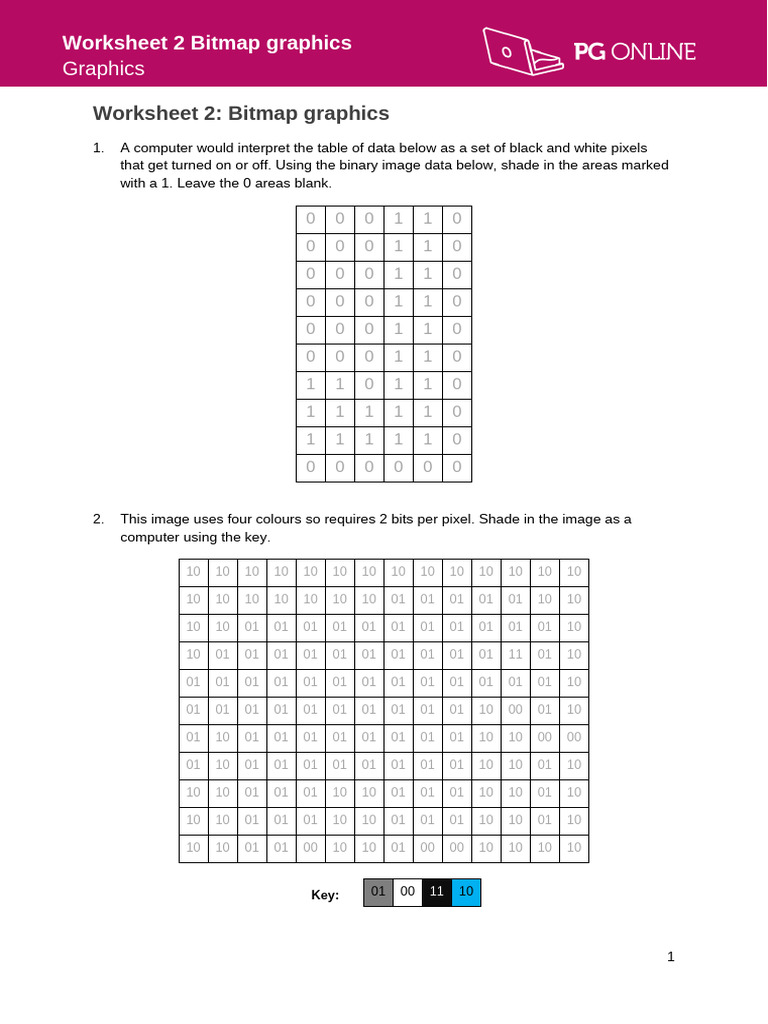 Bitmap Graphics Worksheet Guide | PDF