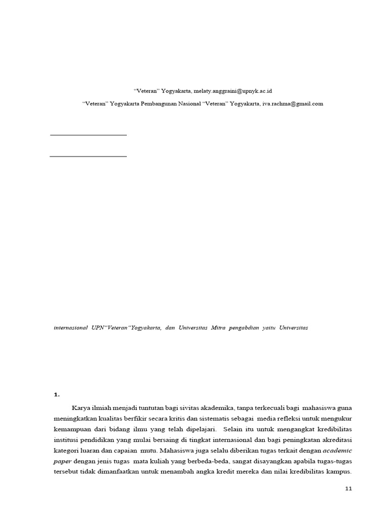 Pelatihan Jurnal Ilmiah Mahasiswa UPN | PDF