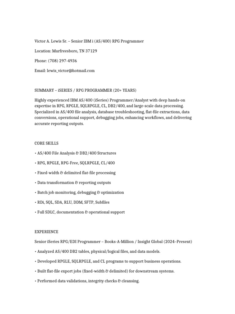 Victor IBM AS400 Customized | PDF | Ibm Db2 | Ibm Rpg