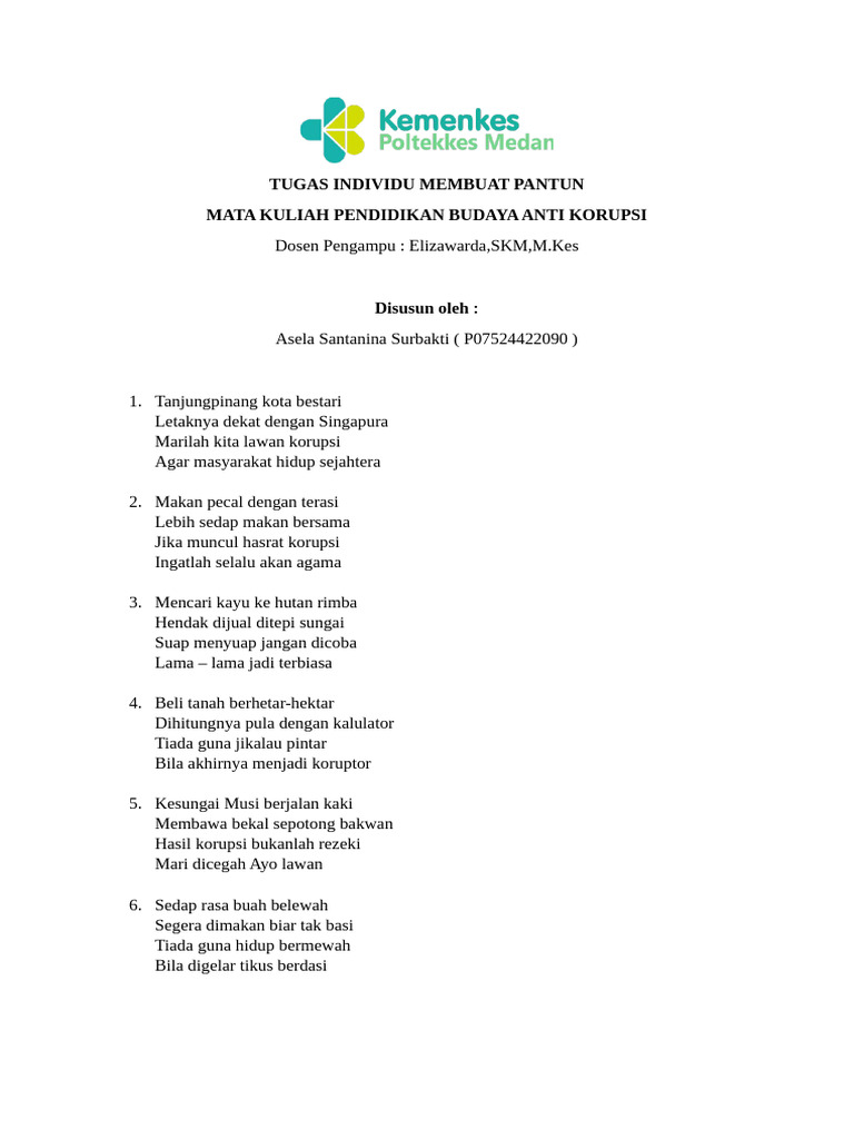 Tugas Individu Pbak Membuat Pantun - Asela | PDF