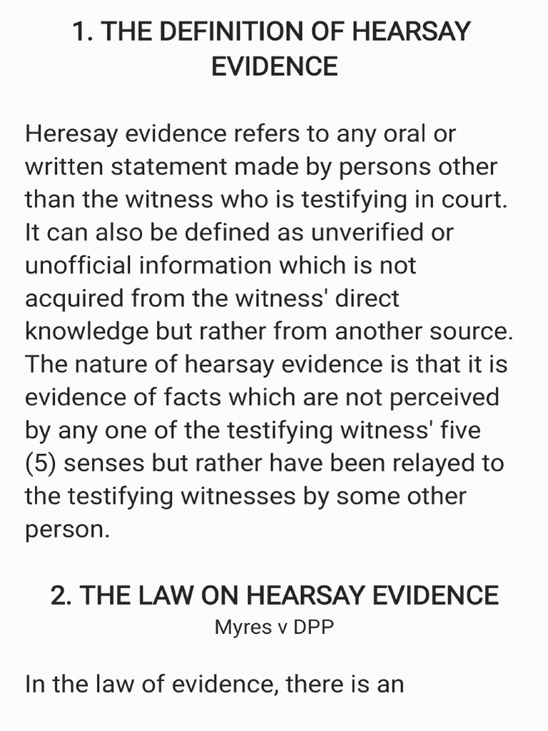 Hearsay Evidence - 240715 - 072759 | PDF