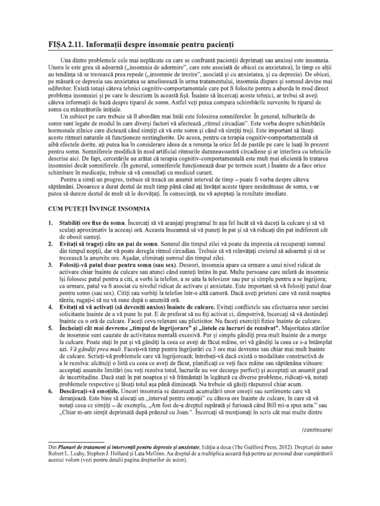 Informatii Insomnii | PDF