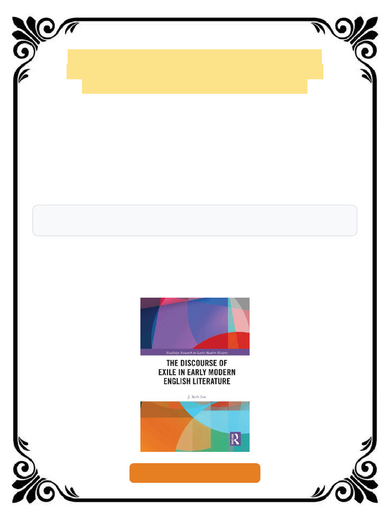 The Discourse of Exile in Early Modern English Literature 1st Edition J ...