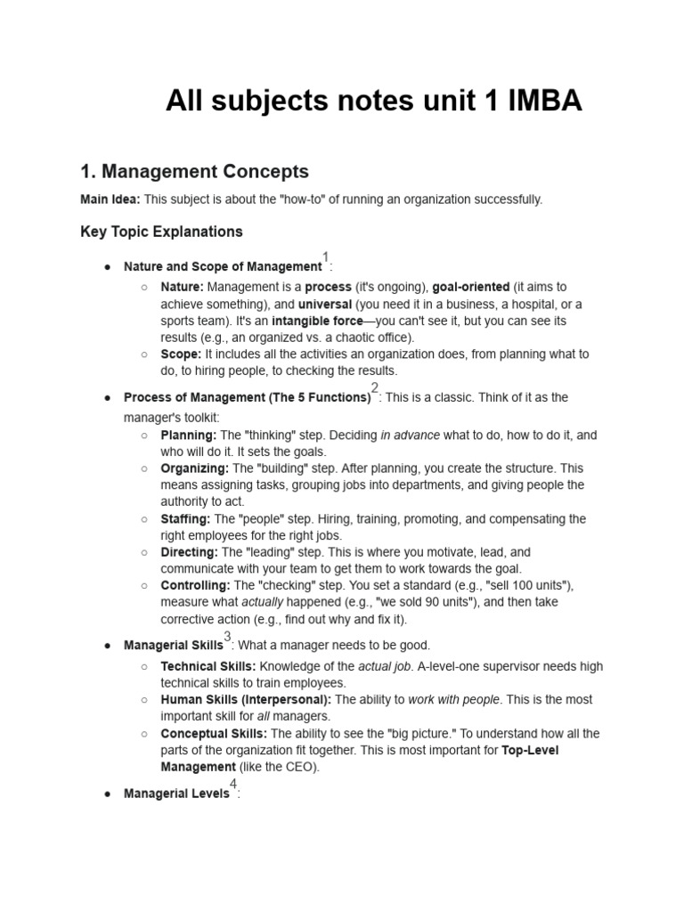 All Subjects Notes Unit 1 IMBA - Google Docs | PDF | Debits And Credits ...