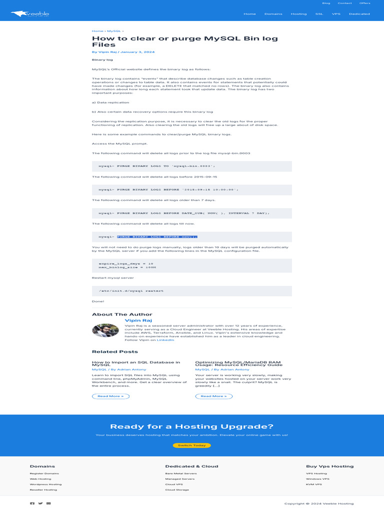 Delete MySQL Logs - How to Clear or Purge MySQL Bin Log Files | PDF ...