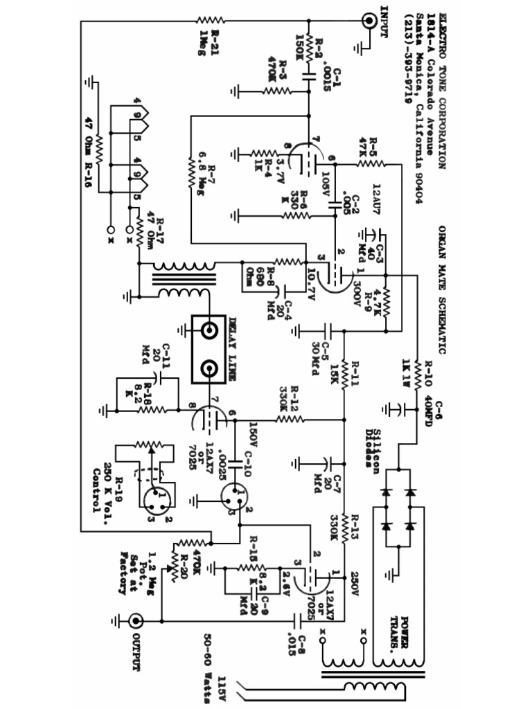 Hammond Organ Mate Reverb Schematic | PDF