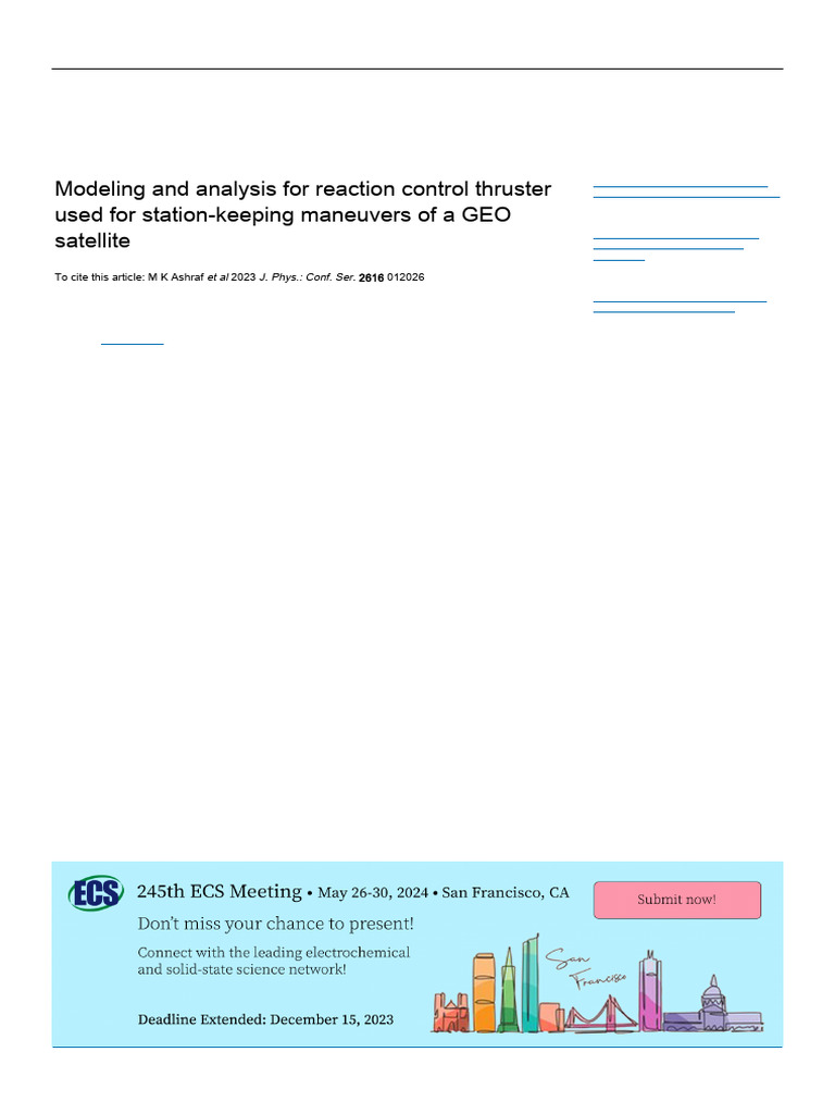 Modeling and Analysis for Reaction Control Thruste | PDF | Orbital ...