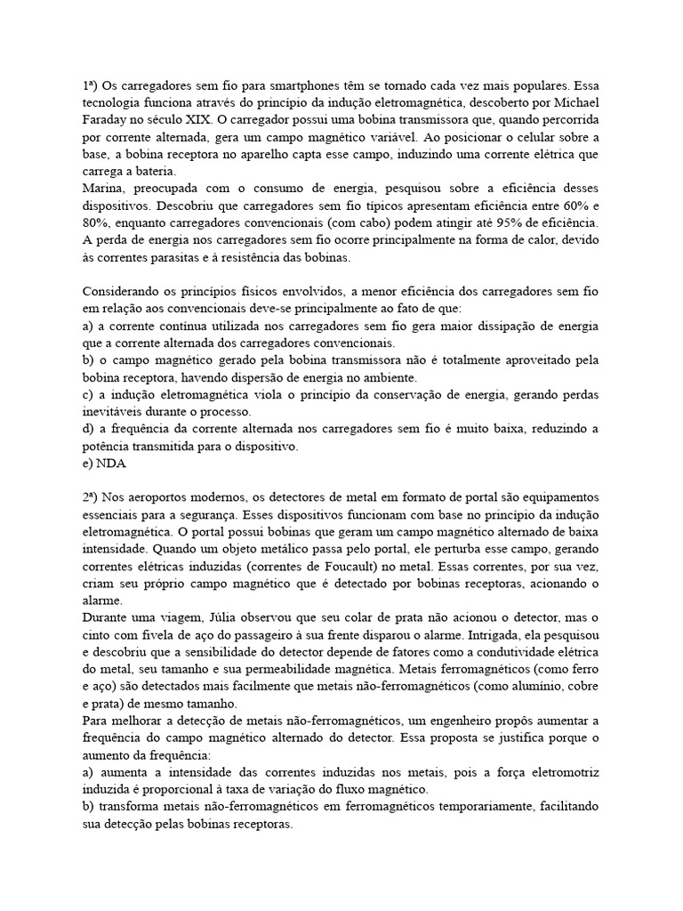 Carregadores sem fio e eficiência energética | PDF | Magnetismo | Campo ...
