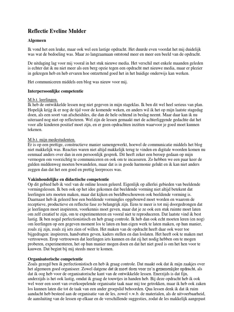 Reflectie Eveline Mulder | PDF