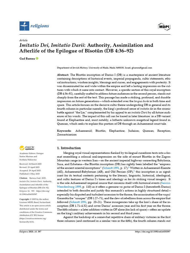 Imitatio Dei Imitatio Darii Authority As | PDF