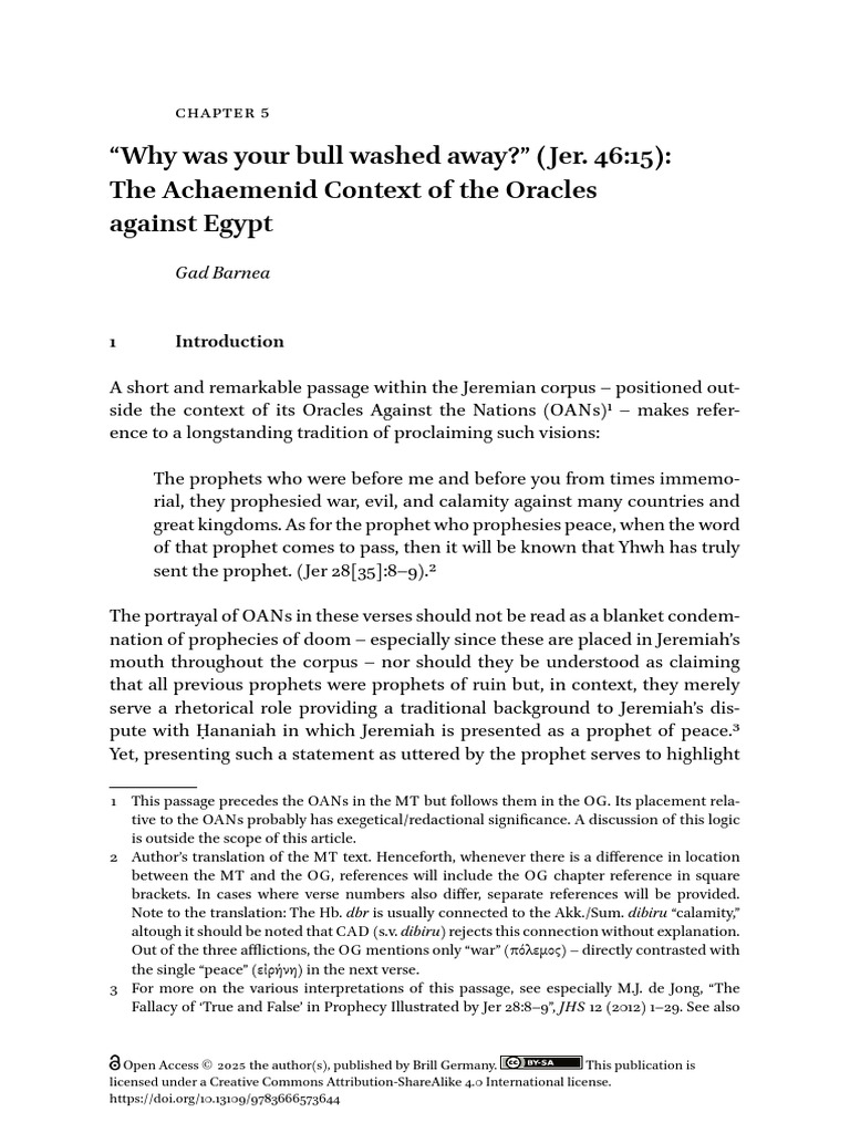 Why Was Your Bull Washed Away Jer 46 15 | PDF
