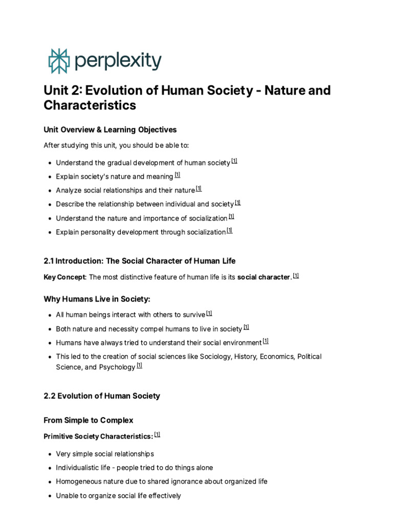 Evolution and Nature of Human Society | PDF | Socialization | Society