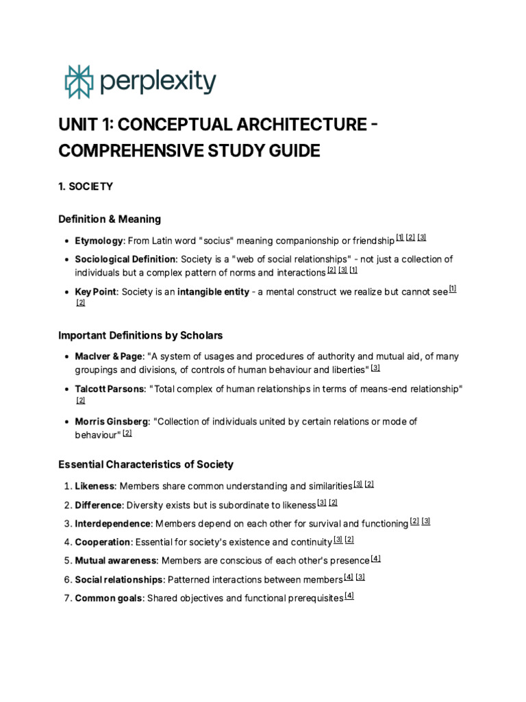 Unit 1 - Conceptual Architecture - Comprehensive | PDF | Society ...