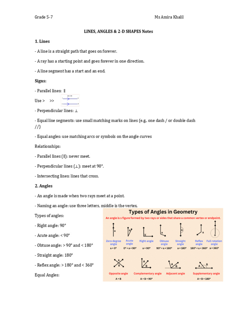 Lines Angles 2D Shapes | PDF