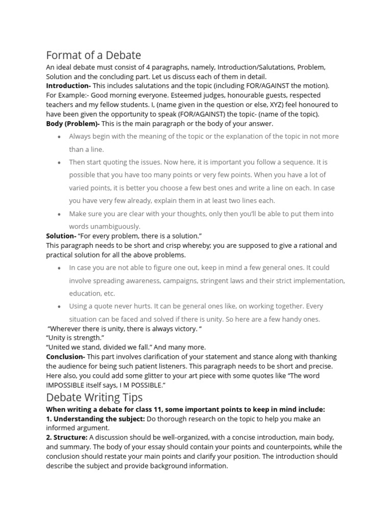 Debate Writing for Class 11th | PDF | Human Capital Flight ...