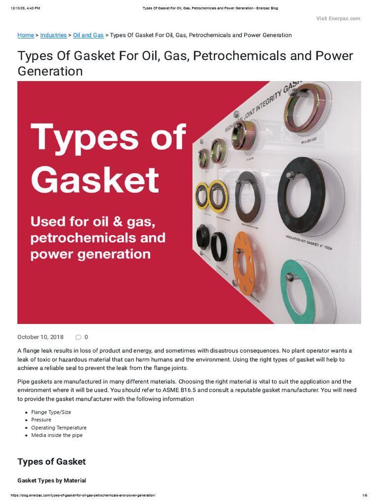 Gasket Types for Oil and Gas Applications | PDF | Mechanical Engineering