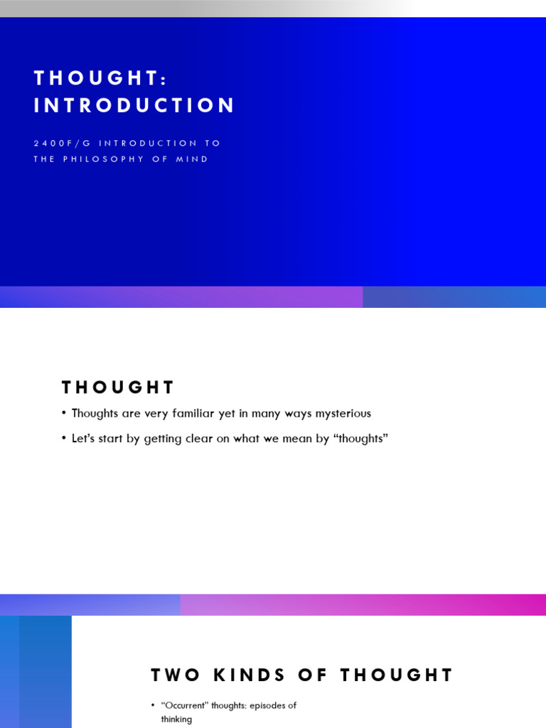 Lecture 6a - Thought - Slides | PDF | Thought | Reason