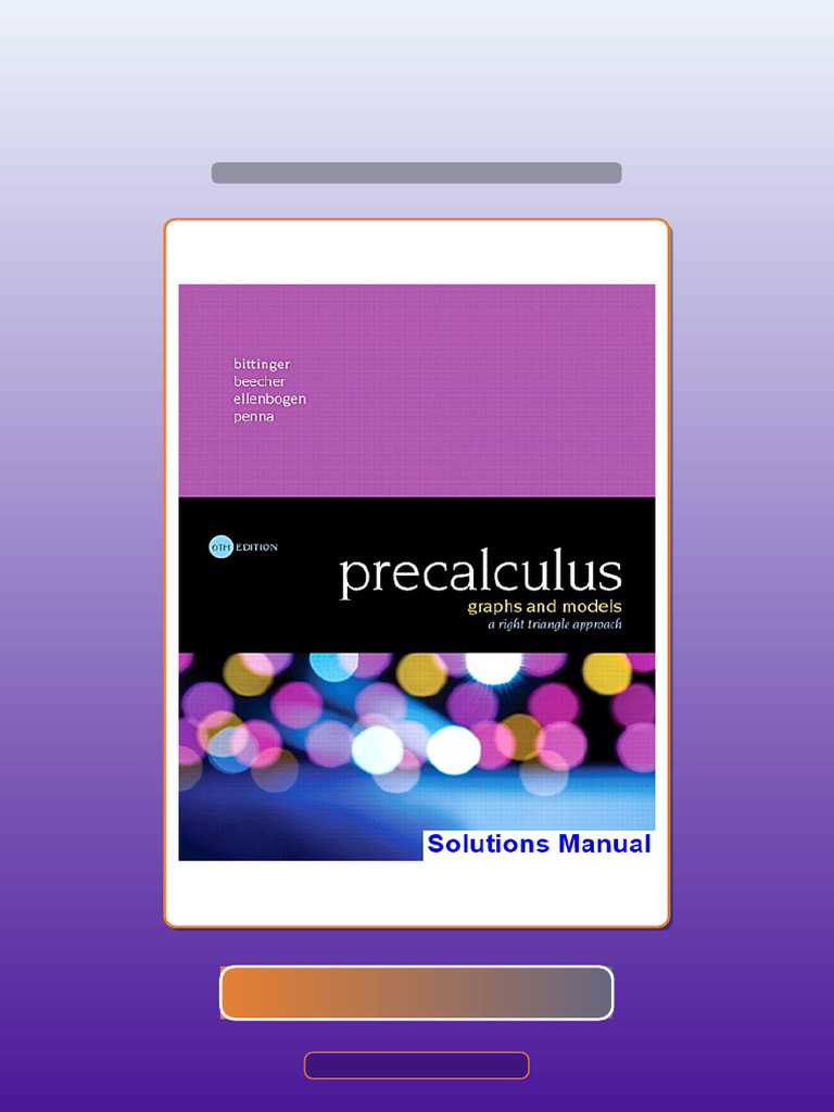 Test Bank for Precalculus Graphs and Models a Right Triangle Approach ...