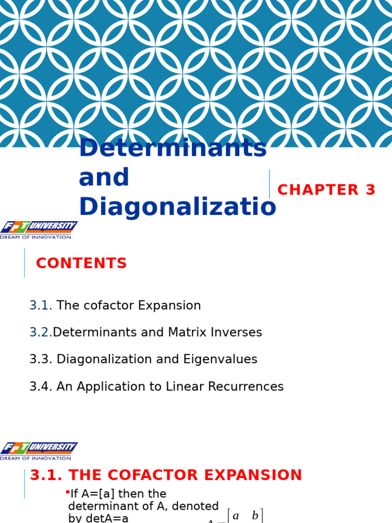 Chapter 3 - Determinants and Diagonalization | PDF | Eigenvalues And Eigenvectors | Determinant