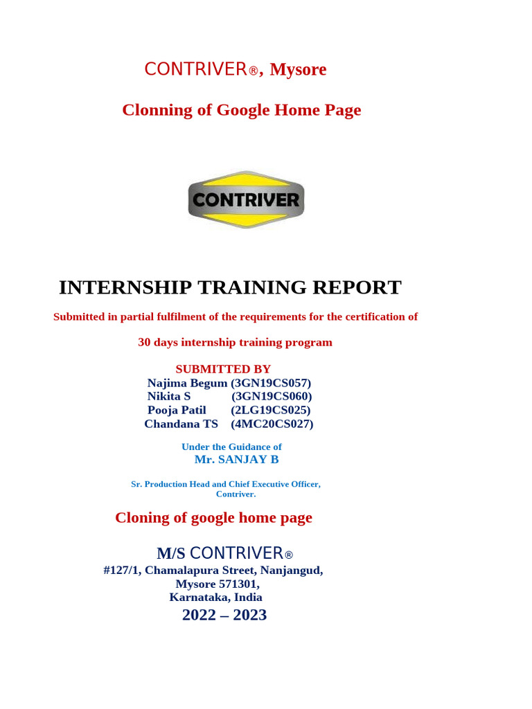 Google Homepage Cloning Internship Report | PDF | Software Testing ...