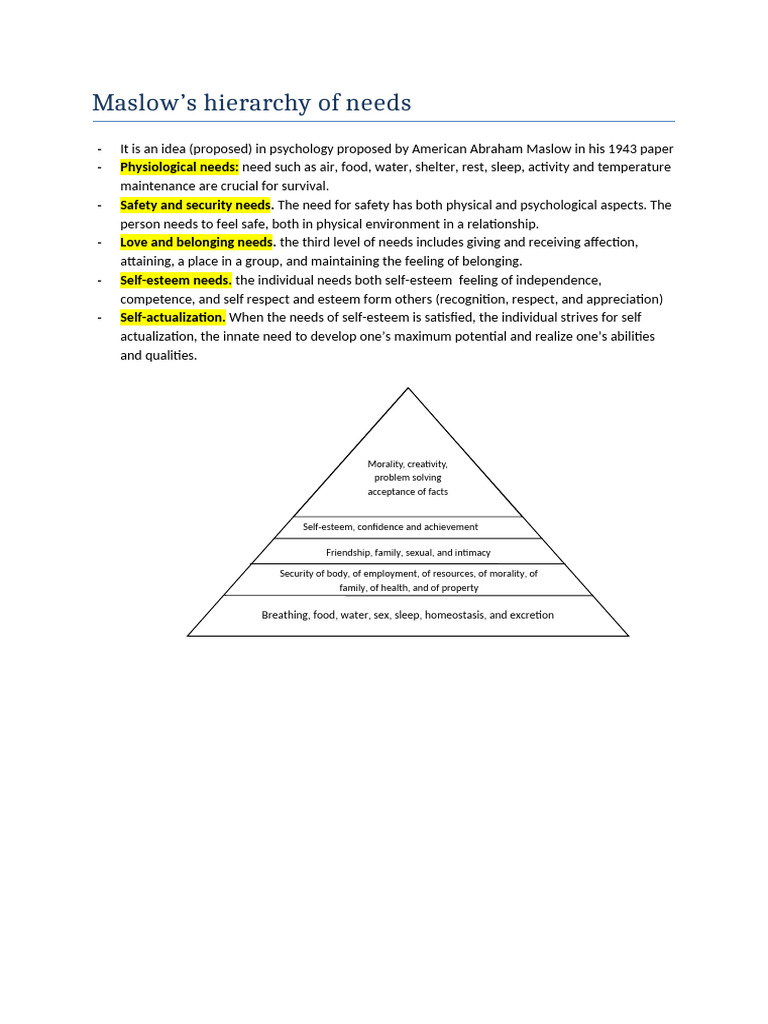 Understanding Maslow's Hierarchy of Needs | PDF | Self Actualization ...