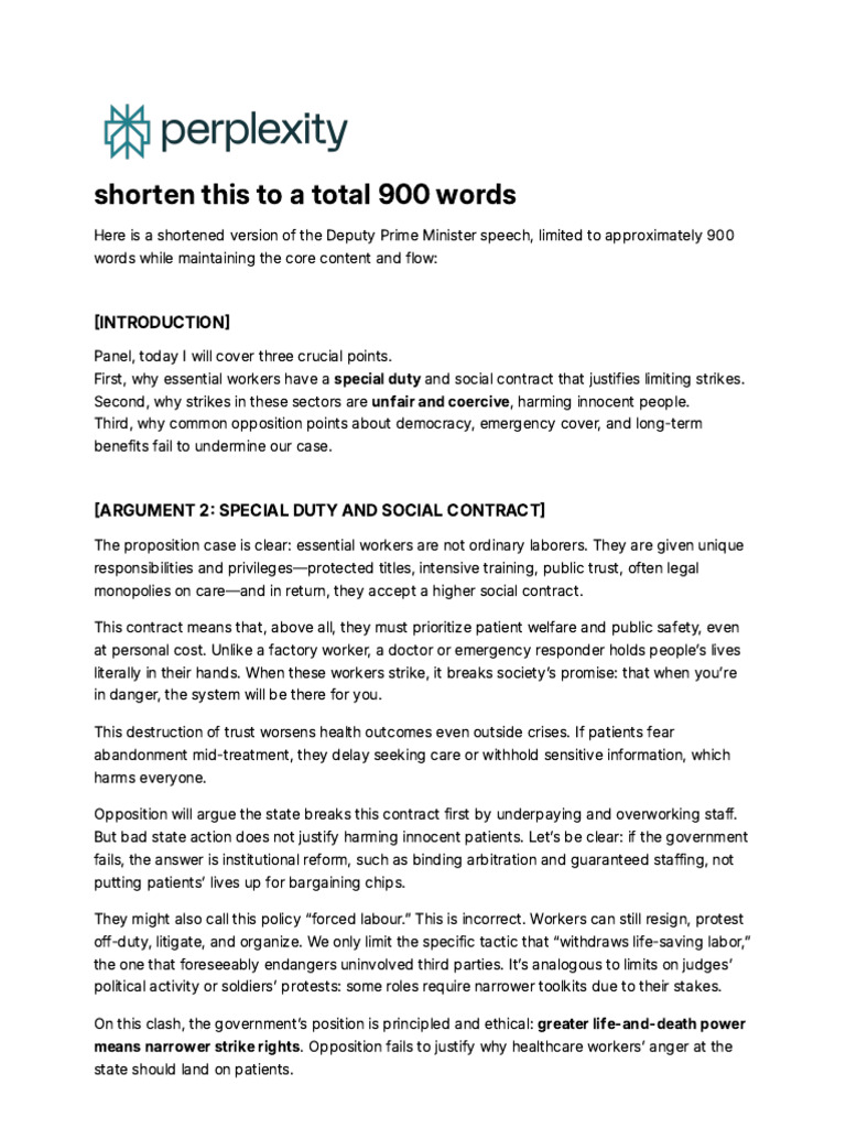 Shorten This To A Total 900 Words | PDF | Strike Action