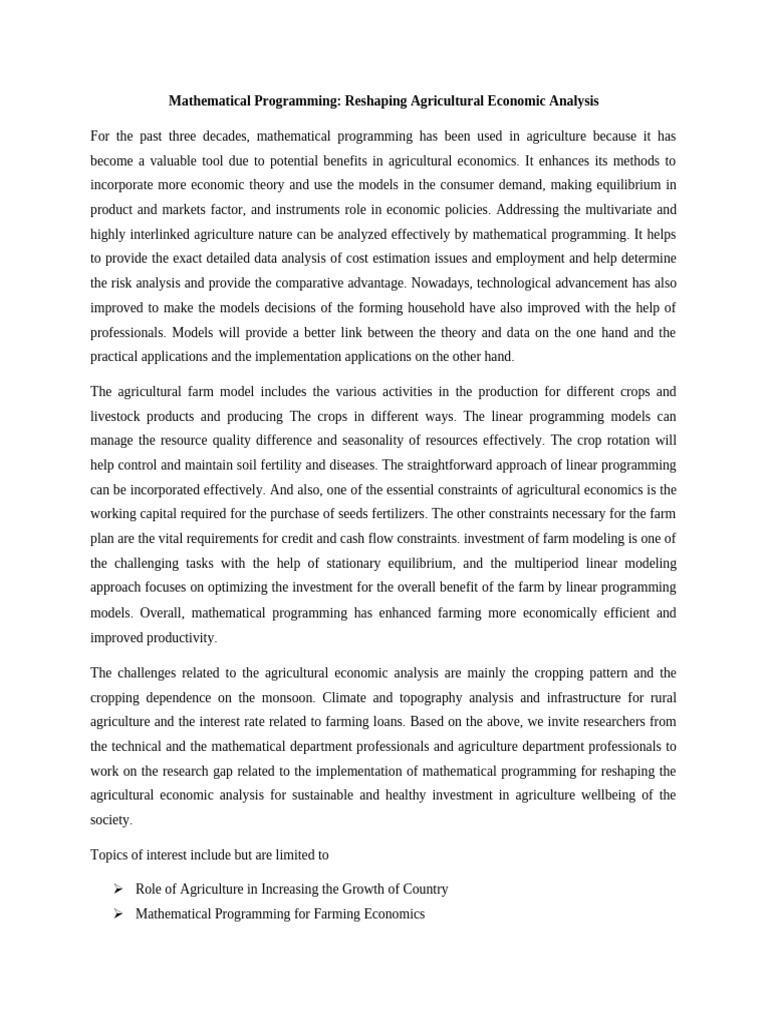 A221B5 - B1T22010417 - Mathematical Programming Reshaping Agricultural ...